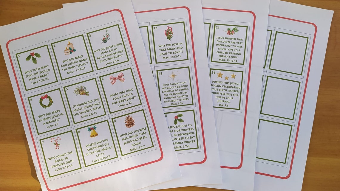 Scripture Advent Card, Printable Advent Card, 24 Scripture Advent ...