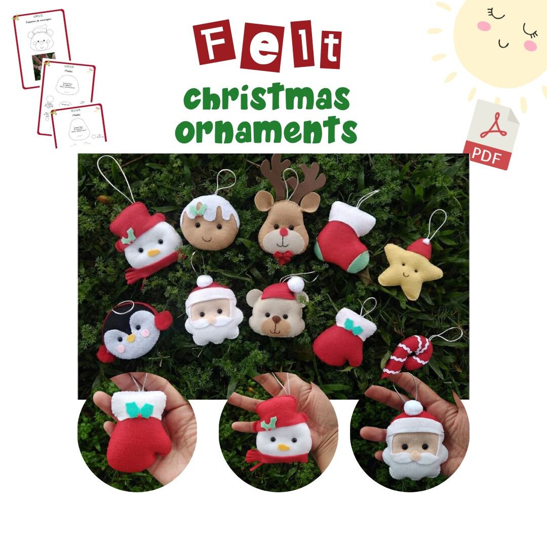 Felt Christmas Ornaments Handmade. Christmas Pdf Felt Mold, Felt ...