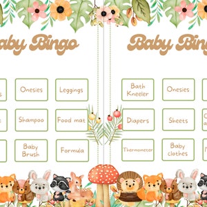 Baby Bingo Woodland Animals. Baby Shower Bingo. Baby Shower Games. Baby ...