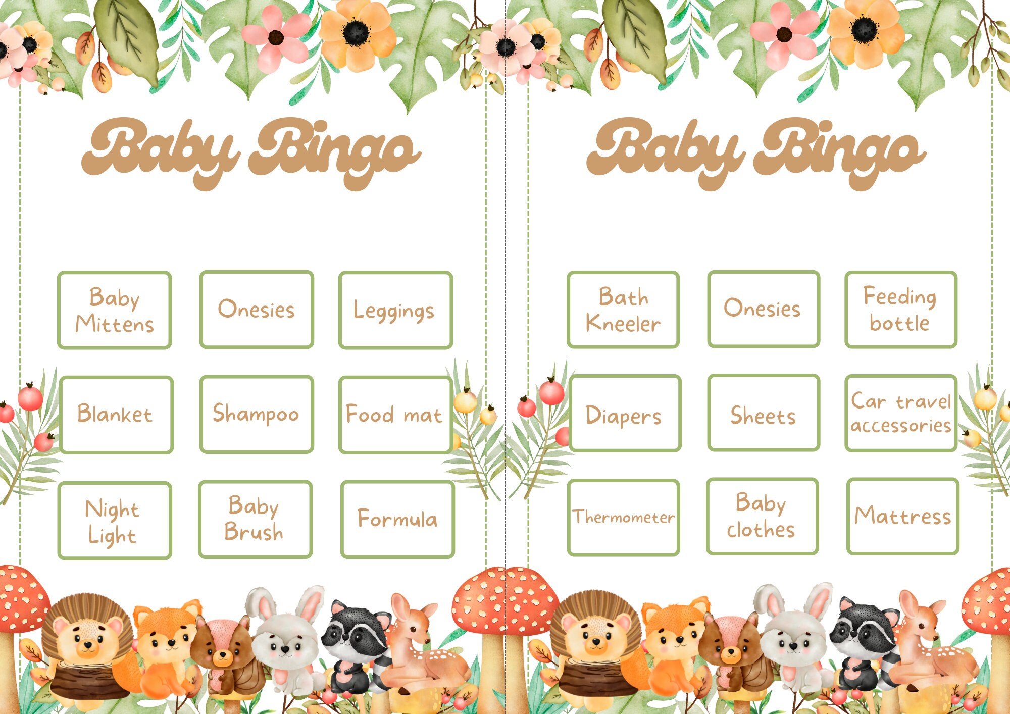 Baby Bingo Woodland Animals. Baby Shower Bingo. Baby Shower Games. Baby ...