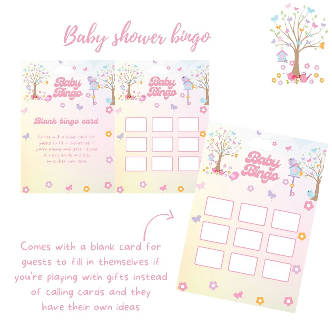 Baby Bingo Butterfly Garden. Baby Shower Bingo. Baby Shower Games. Baby ...