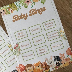 Baby Bingo Woodland Animals. Baby Shower Bingo. Baby Shower Games. Baby ...