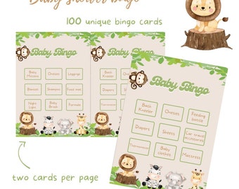 Baby Bingo Woodland Animals. Baby Shower Bingo. Baby Shower - Etsy