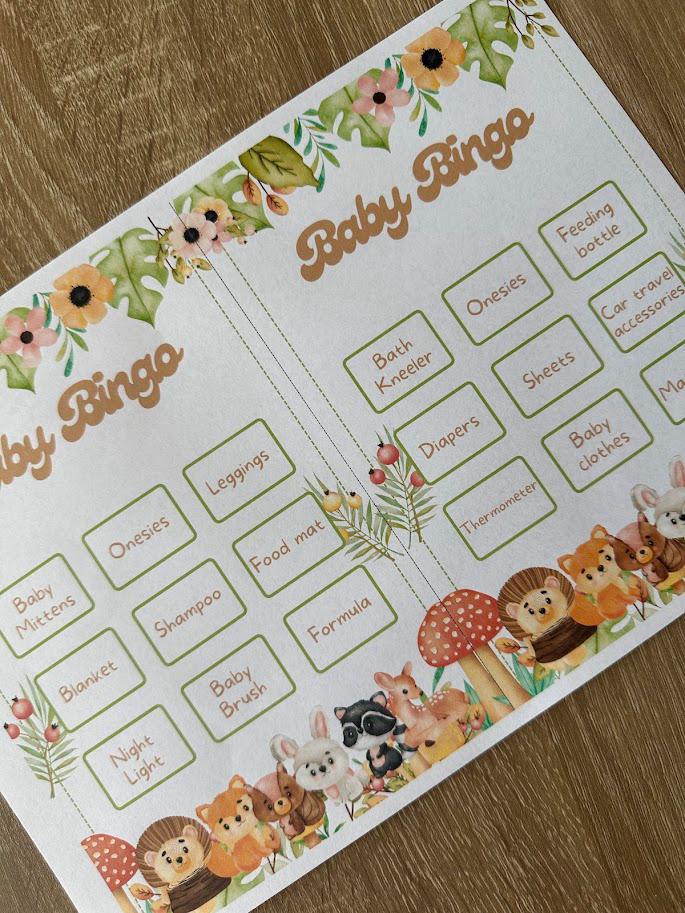 Baby Bingo Woodland Animals. Baby Shower Bingo. Baby Shower Games. Baby ...