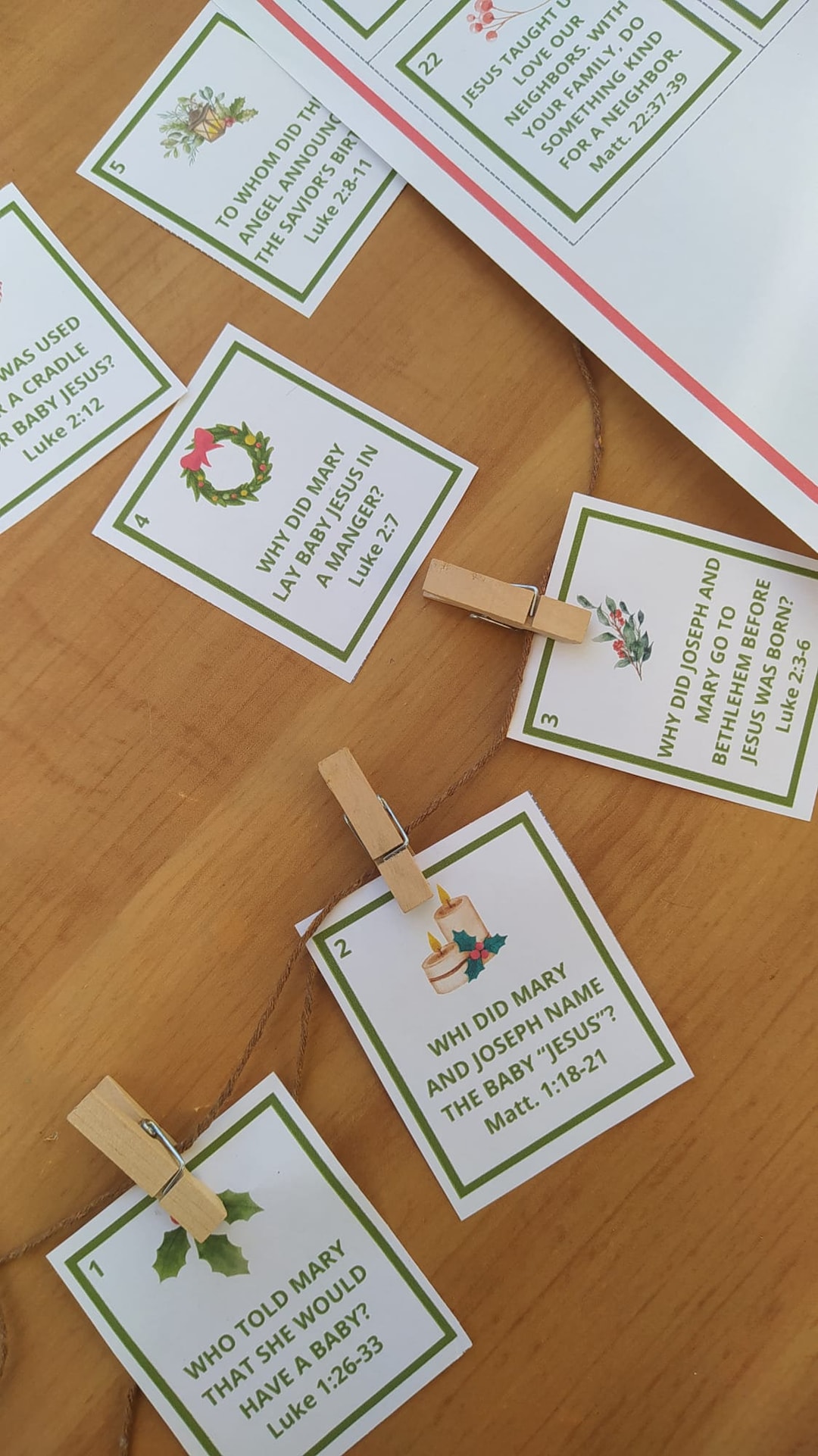 Scripture Advent Card, Printable Advent Card, 24 Scripture Advent ...