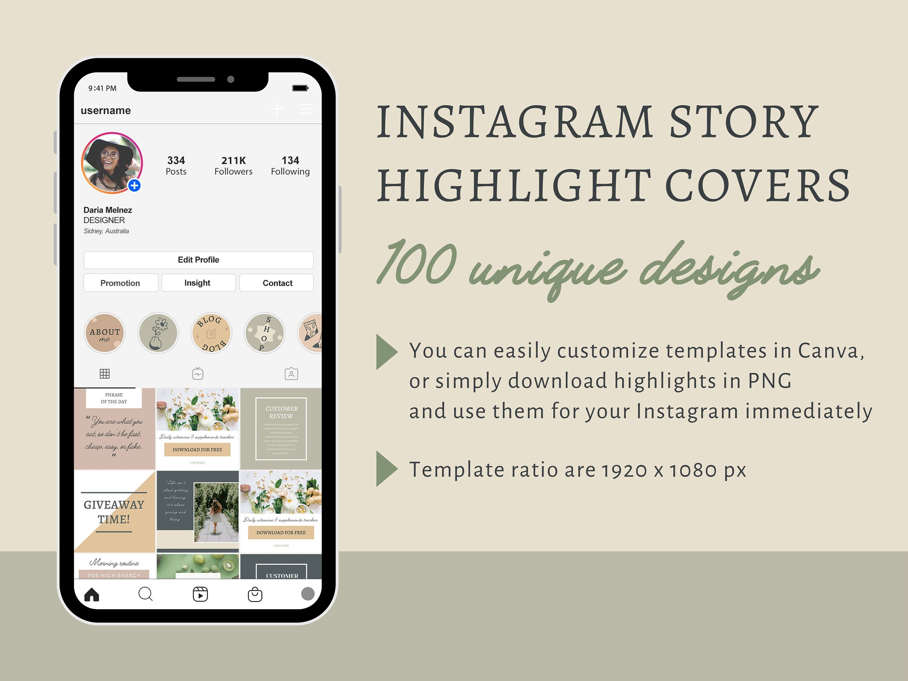 100 Unique Instagram Highlight Cover Templates / Fully Editable in ...