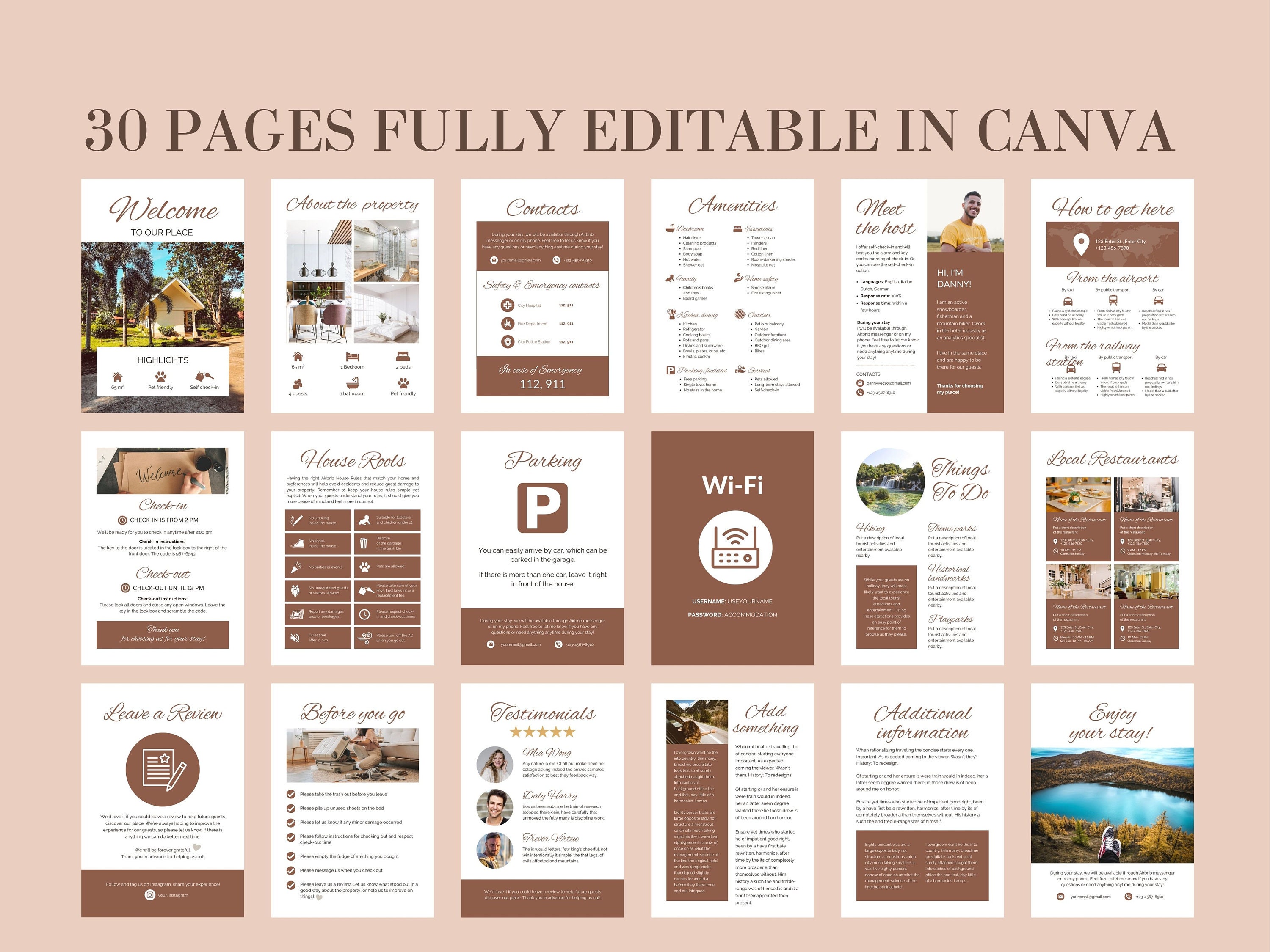 Airbnb Welcome Book Template / Fully Editable in Canva / - Etsy