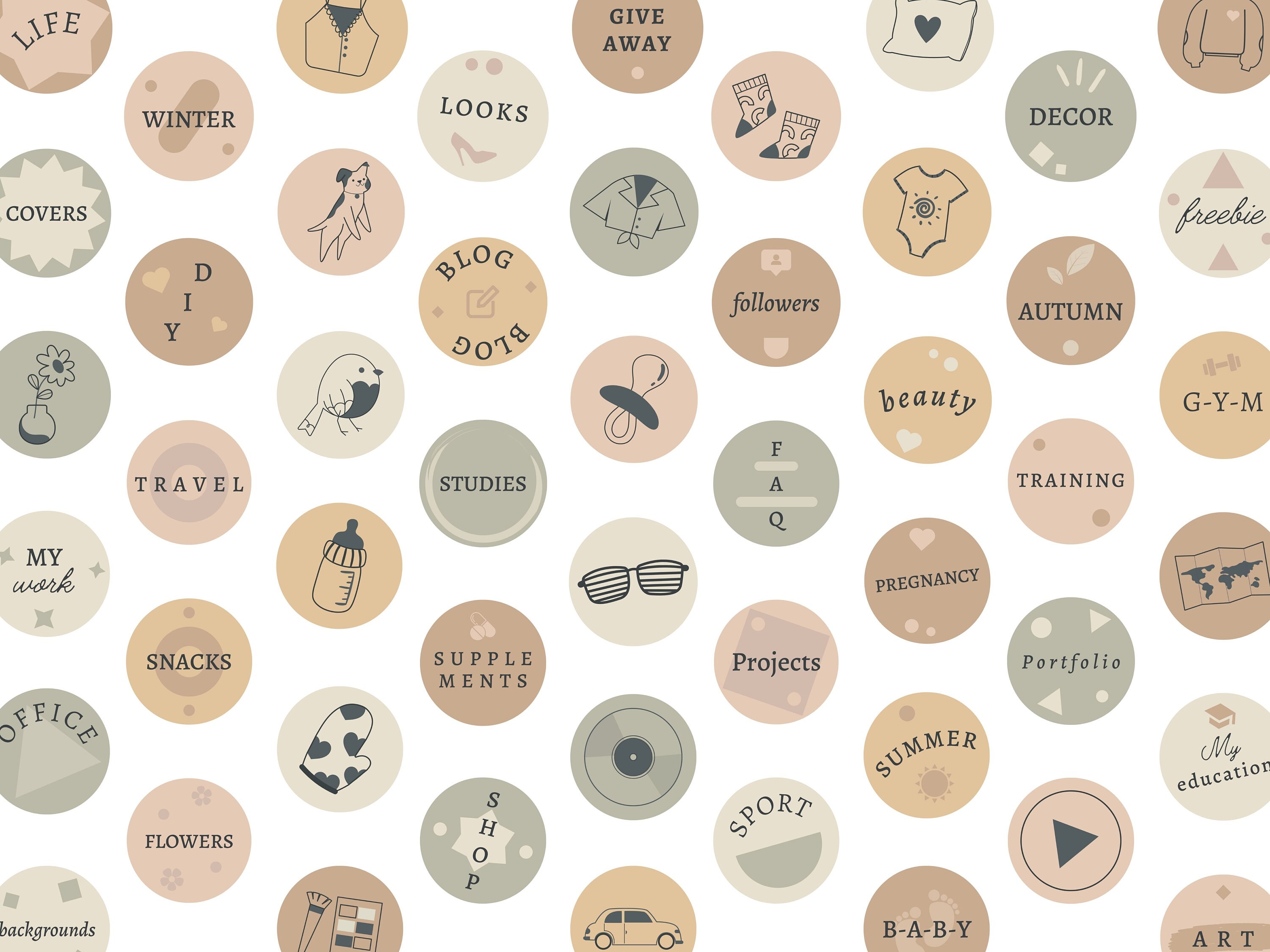 100 Unique Instagram Highlight Cover Templates / Fully Editable in ...