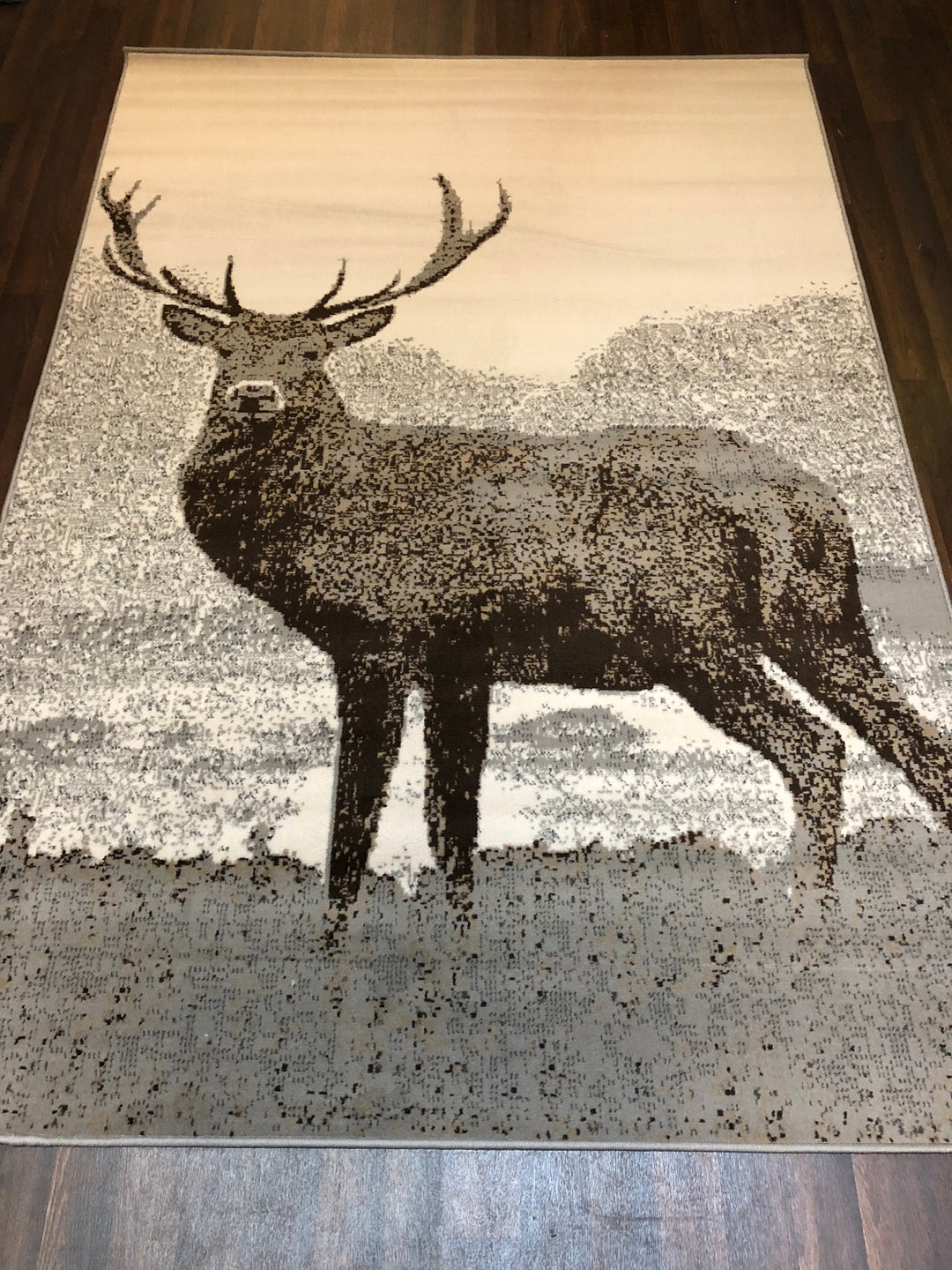 Hessian/woven Backed Grey Full Body Stag Design Rug, 60cm X 120cm ...