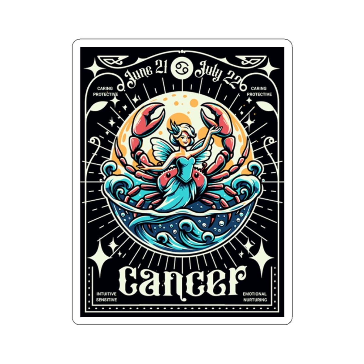 Cancer Tarot Card Sticker, Cancer Star Sign Sticker, Cancer Laptop ...