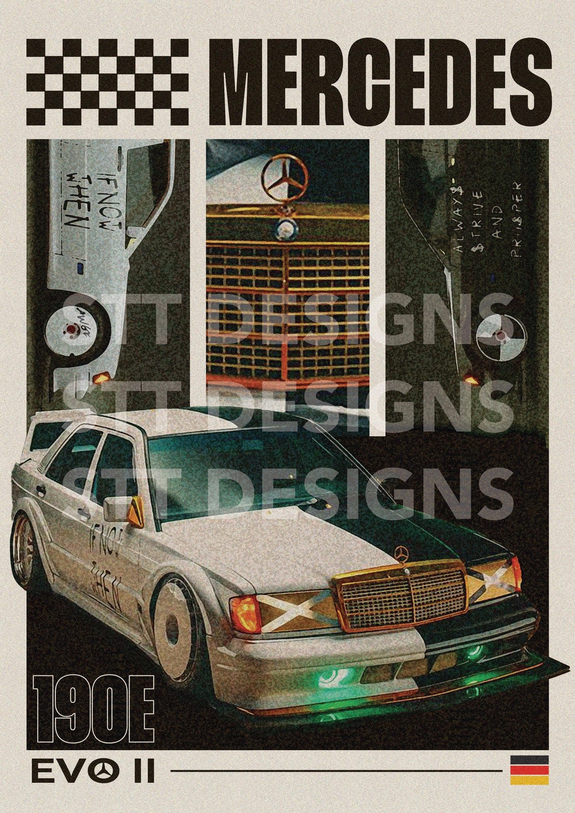 Mercedes 190E Car Poster - Etsy