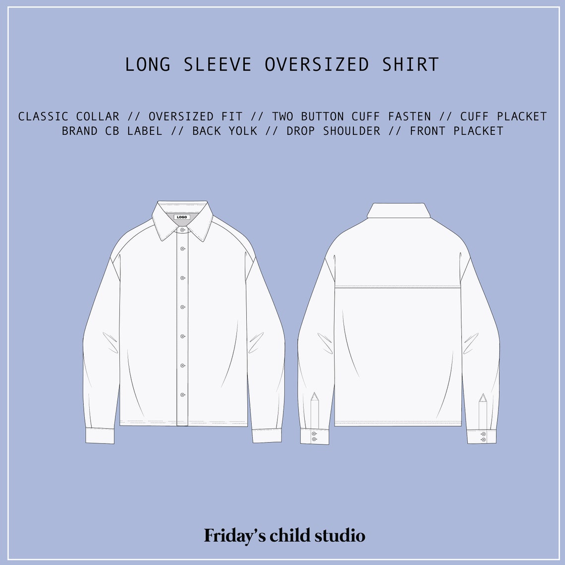 Men / Unisex Shirt Pack - SVG - Vector CAD / Flat Sketch - Technical ...