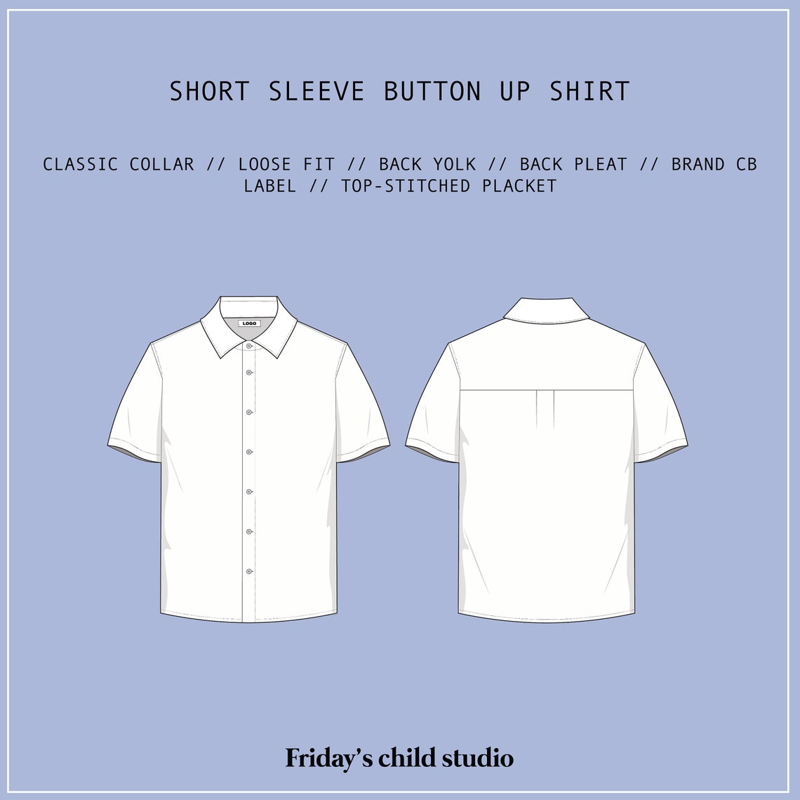 Men / Unisex Shirt Pack - SVG - Vector CAD / Flat Sketch - Technical ...