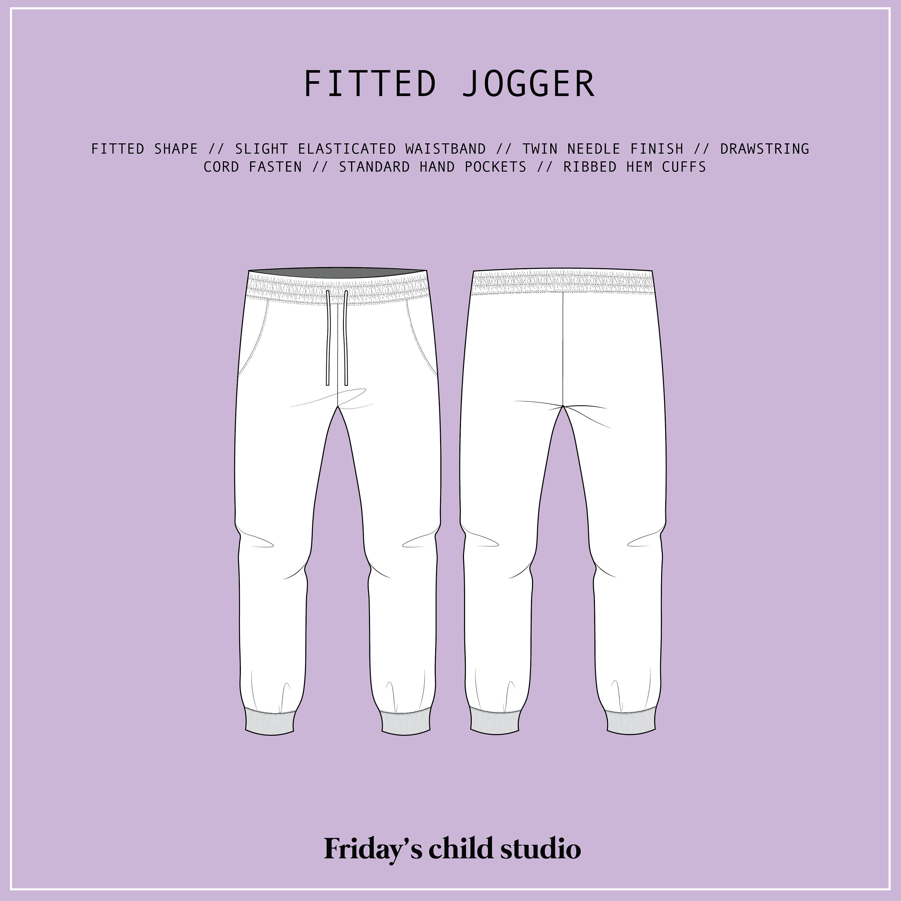 Fitted Joggers SVG CAD Vector Flat Sketch for Adobe Illustrator AI ...