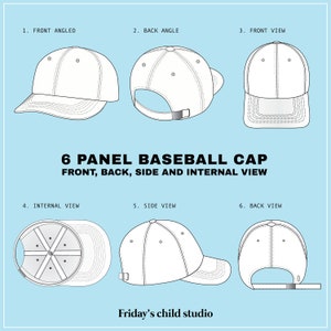 6 Panel Baseball Cap - SVG - CAD Vector Flat Sketch for Illustrator ...