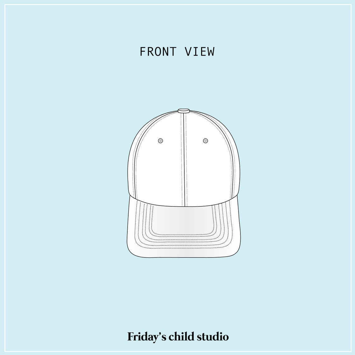 6 Panel Baseball Cap - SVG - CAD Vector Flat Sketch for Illustrator ...