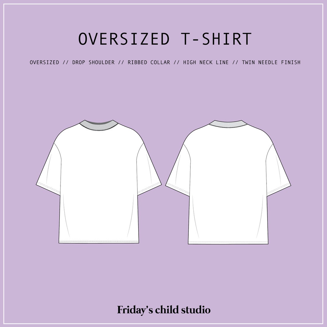 Oversized T-shirt CAD Vector / Flat Sketch for Abode - Etsy