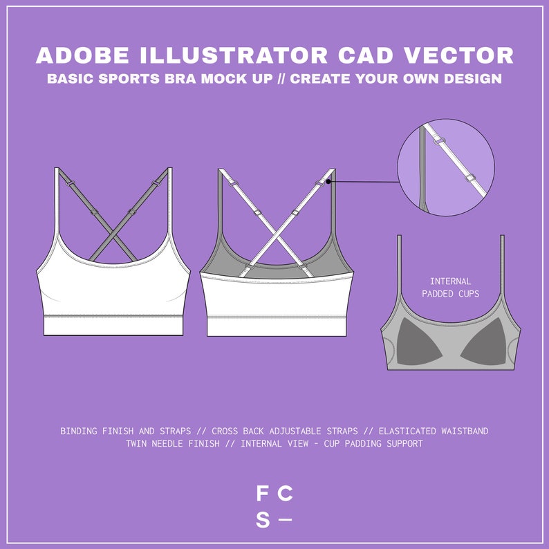 Basic Sports Bra SVG CAD Vector Flat Sketch for Adobe - Etsy