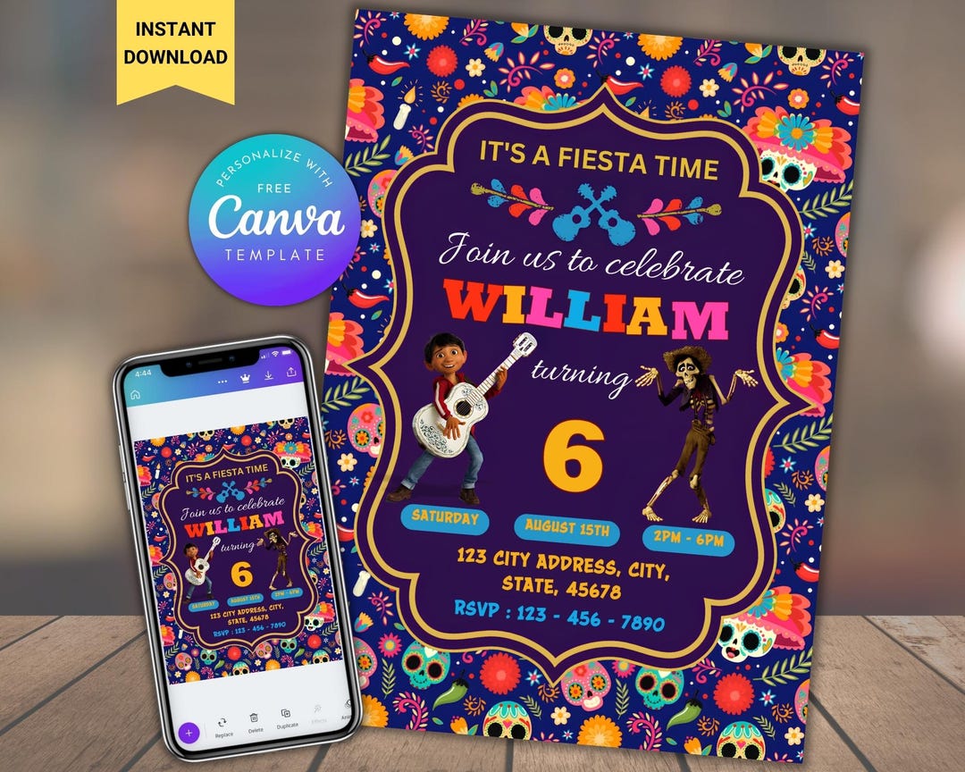 Editable Coco Birthday Party Invitation Template, Coco Birthday ...