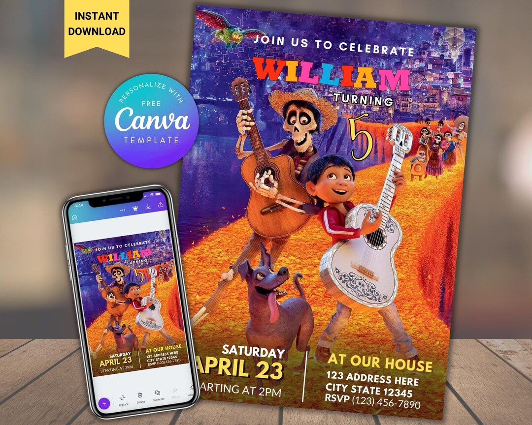 Editable Coco Birthday Party Invitation Template, Coco Birthday ...