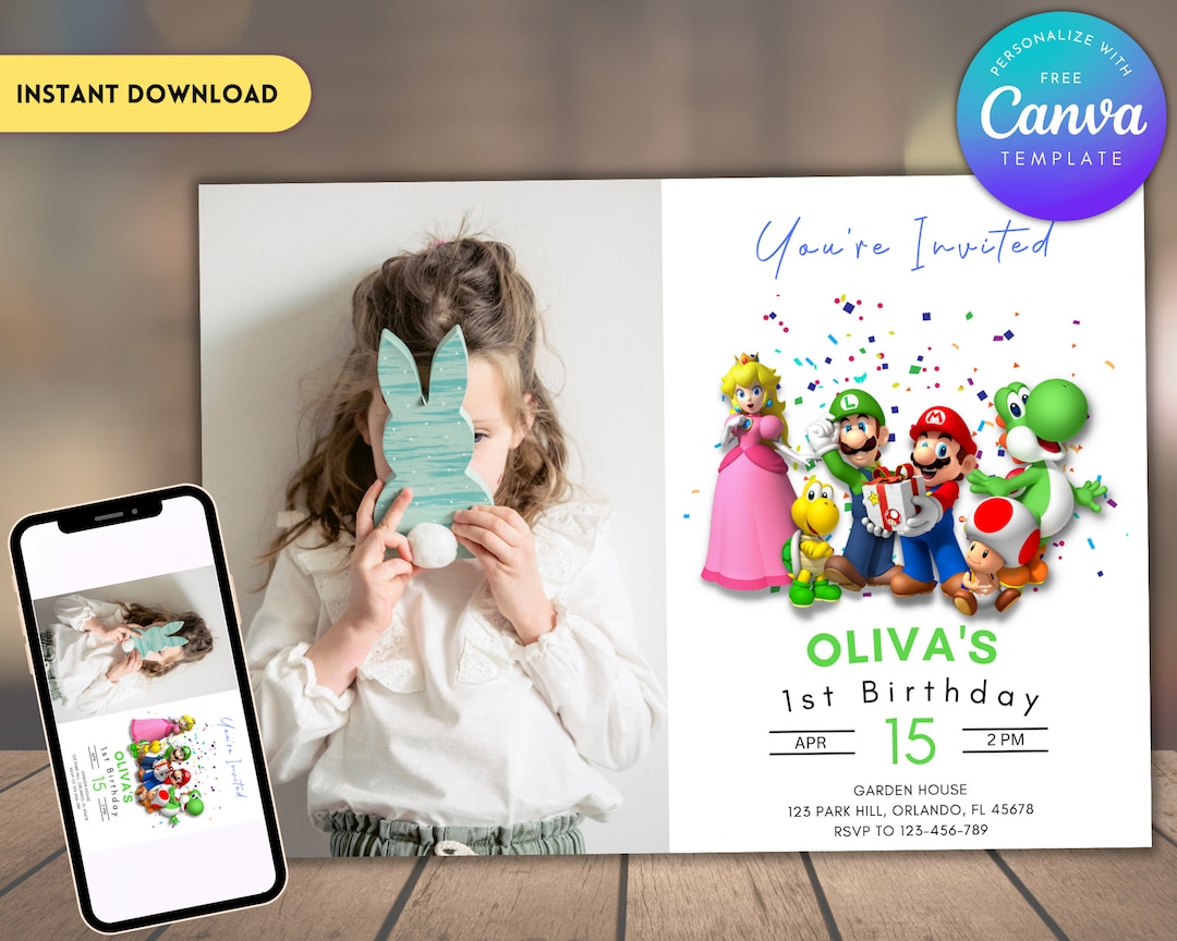 Super Mario Birthday Invitation Photo | Birthday Invitation | Super ...