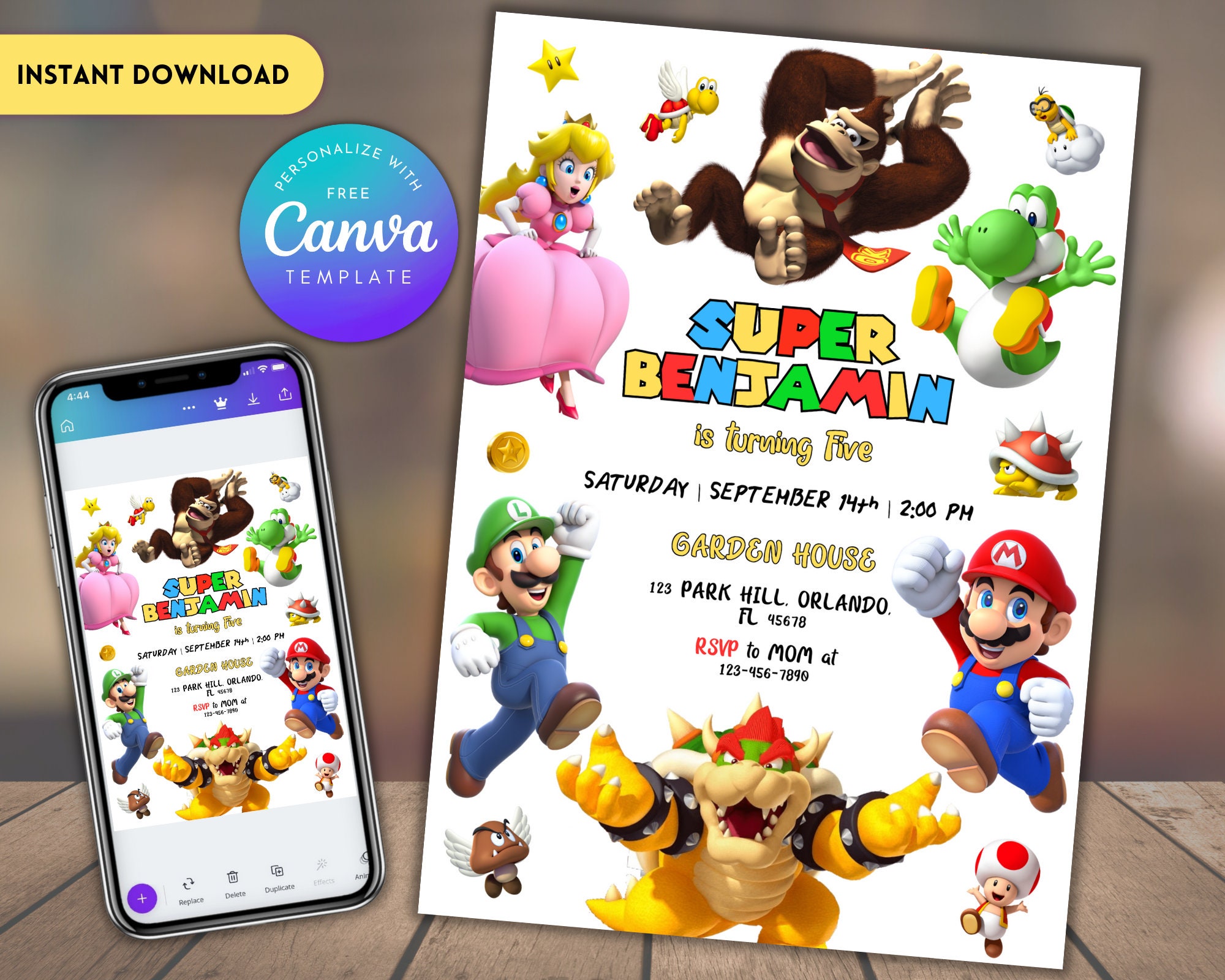Super Mario Birthday Invitation Editable Printable Birthday - Etsy