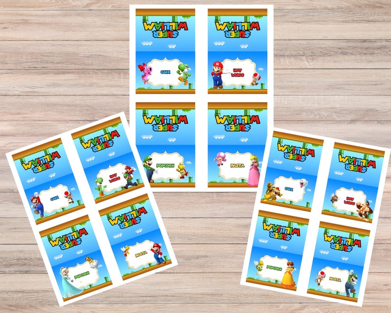 Super Mario Food Tent Labels: Editable Birthday Party Decor (digital ...