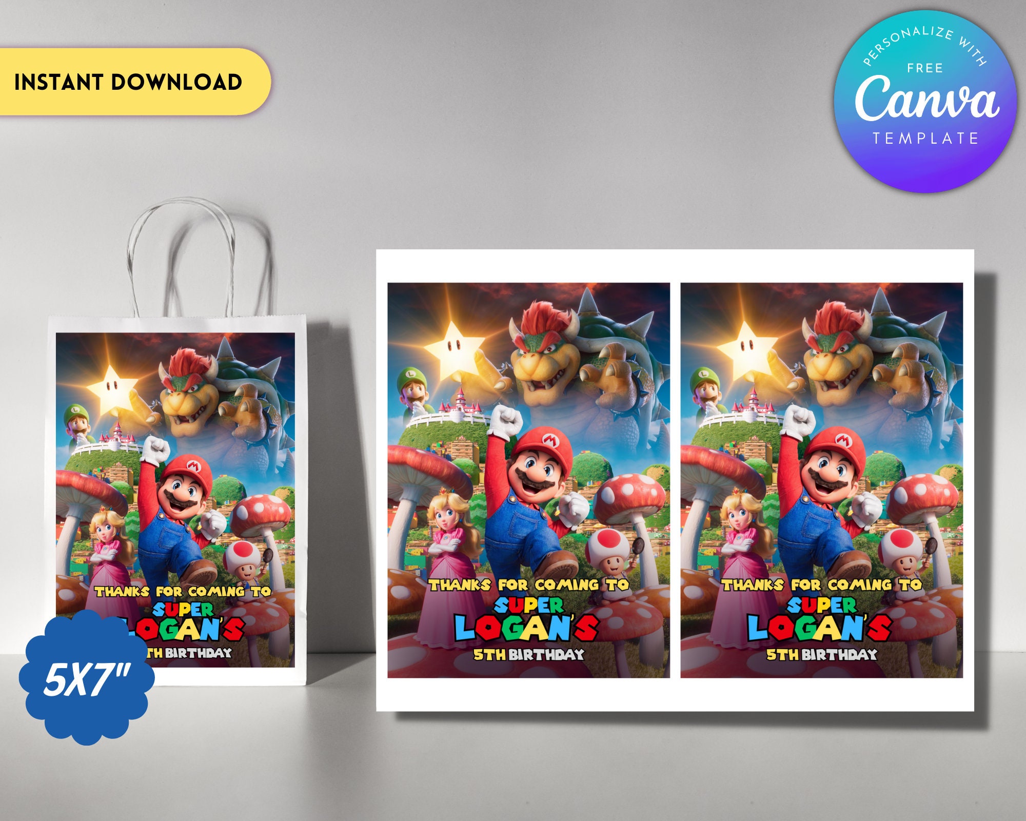 Super Mario Labels for Party Favor Bags Mario Favour Bag Super Mario ...