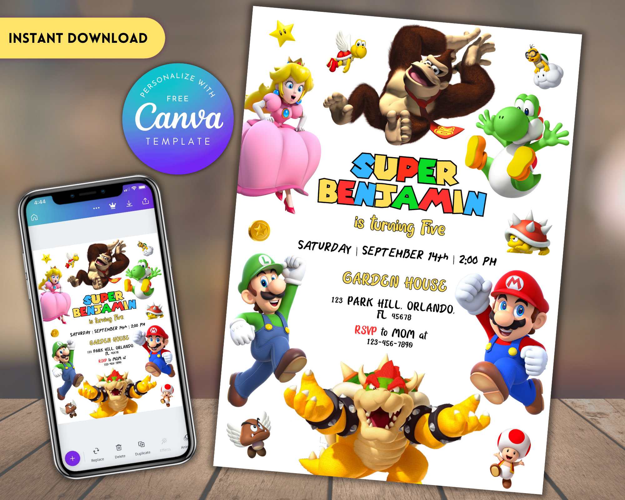 Super Mario Birthday Invitation Editable Printable Birthday - Etsy