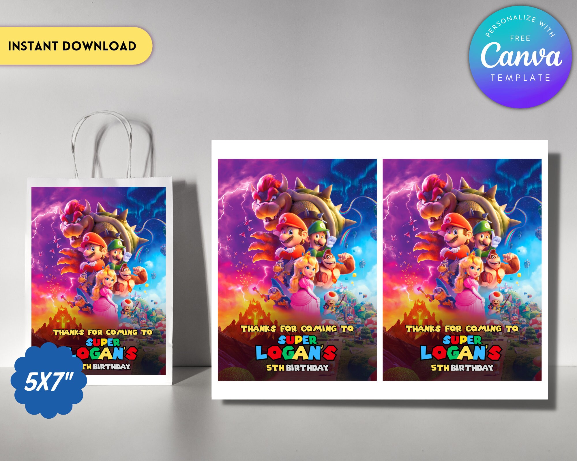 Super Mario Labels for Party Favor Bags Mario Favour Bag Super Mario ...