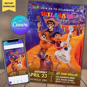 Editable Coco Birthday Invitation Template: Fiesta Theme (digital ...