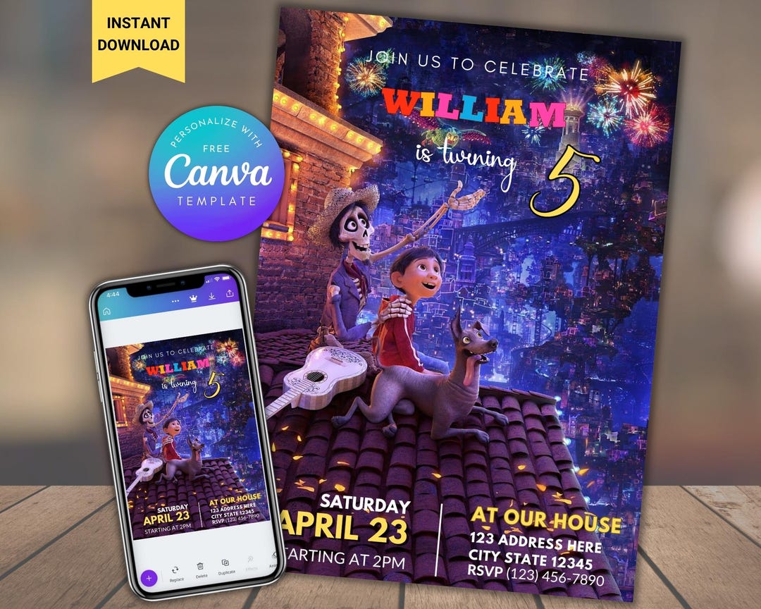 Editable Coco Birthday Party Invitation Template, Coco Birthday ...