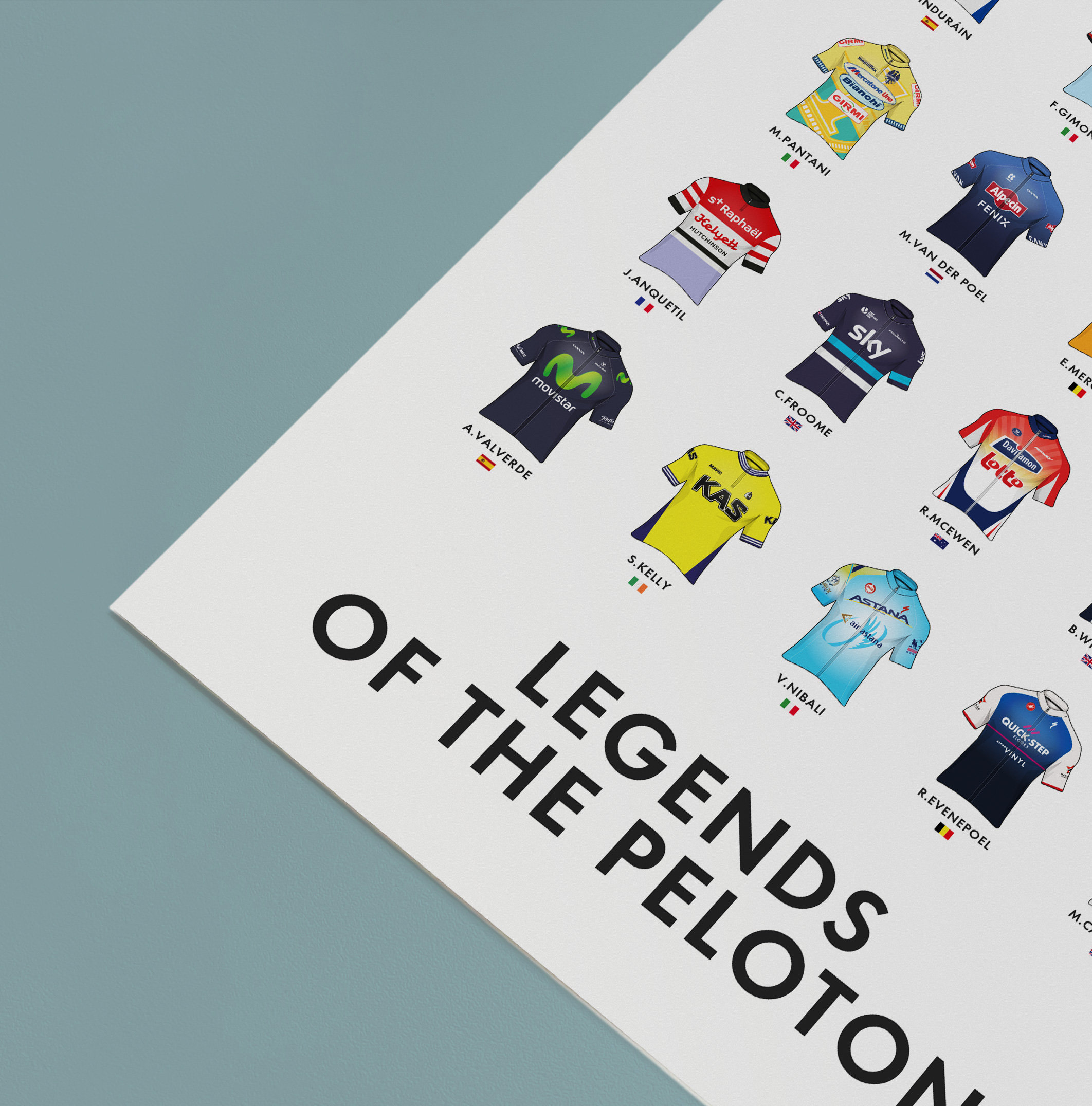 Cycling Art Poster 'legends of the Peloton' - Cycling Print Gifts ...