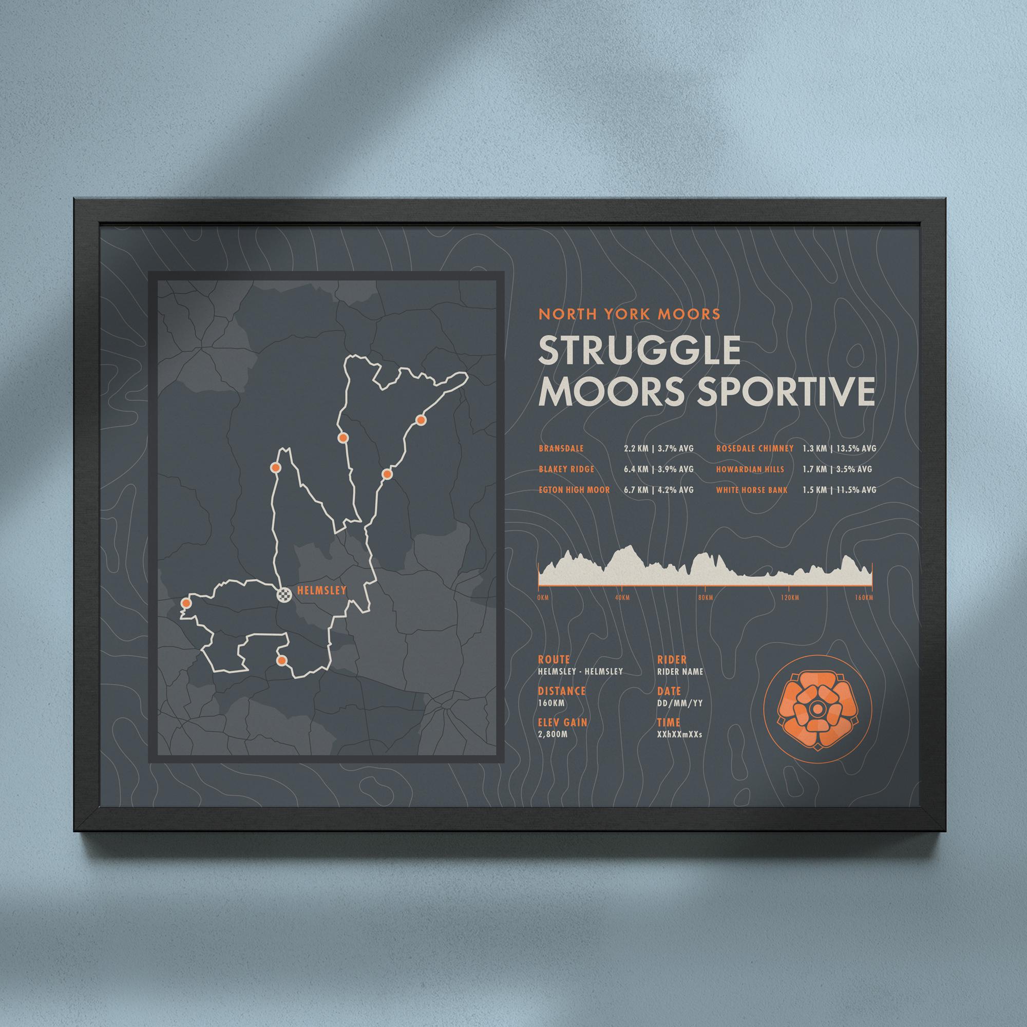 Struggle Moors - Personalised Route Map - Cycling Sportive Wall Art ...
