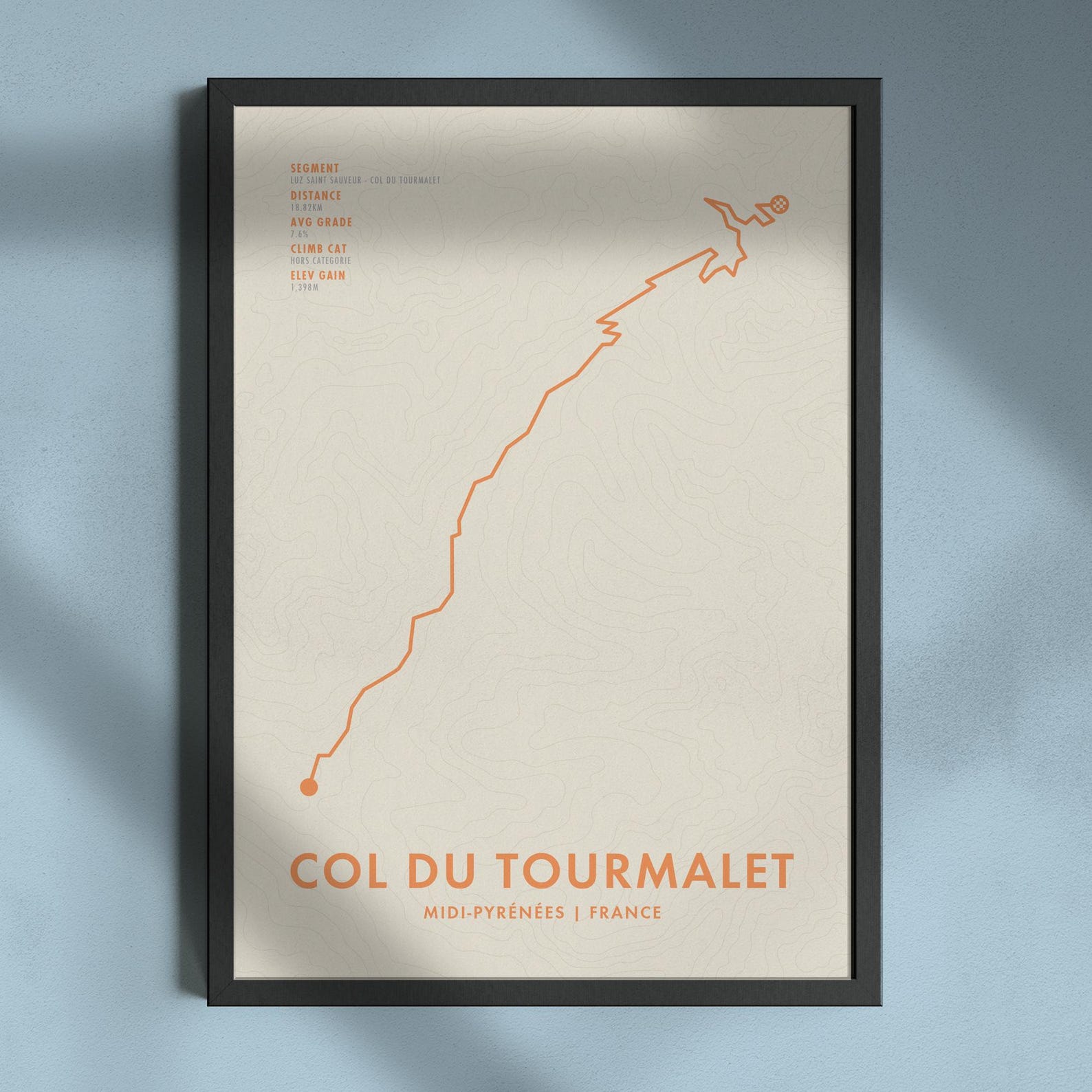 Col du Tourmalet Radweg Karte Poster - Personalisierungs ...