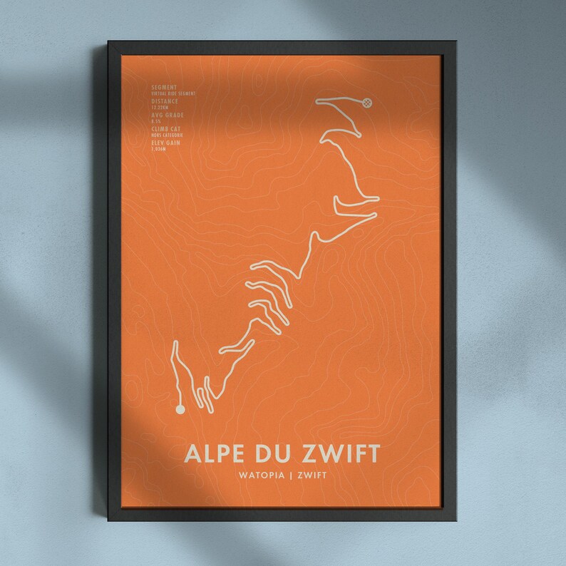 Ven-top Zwift Cycling Route Map Poster - Personalisation & Colour ...