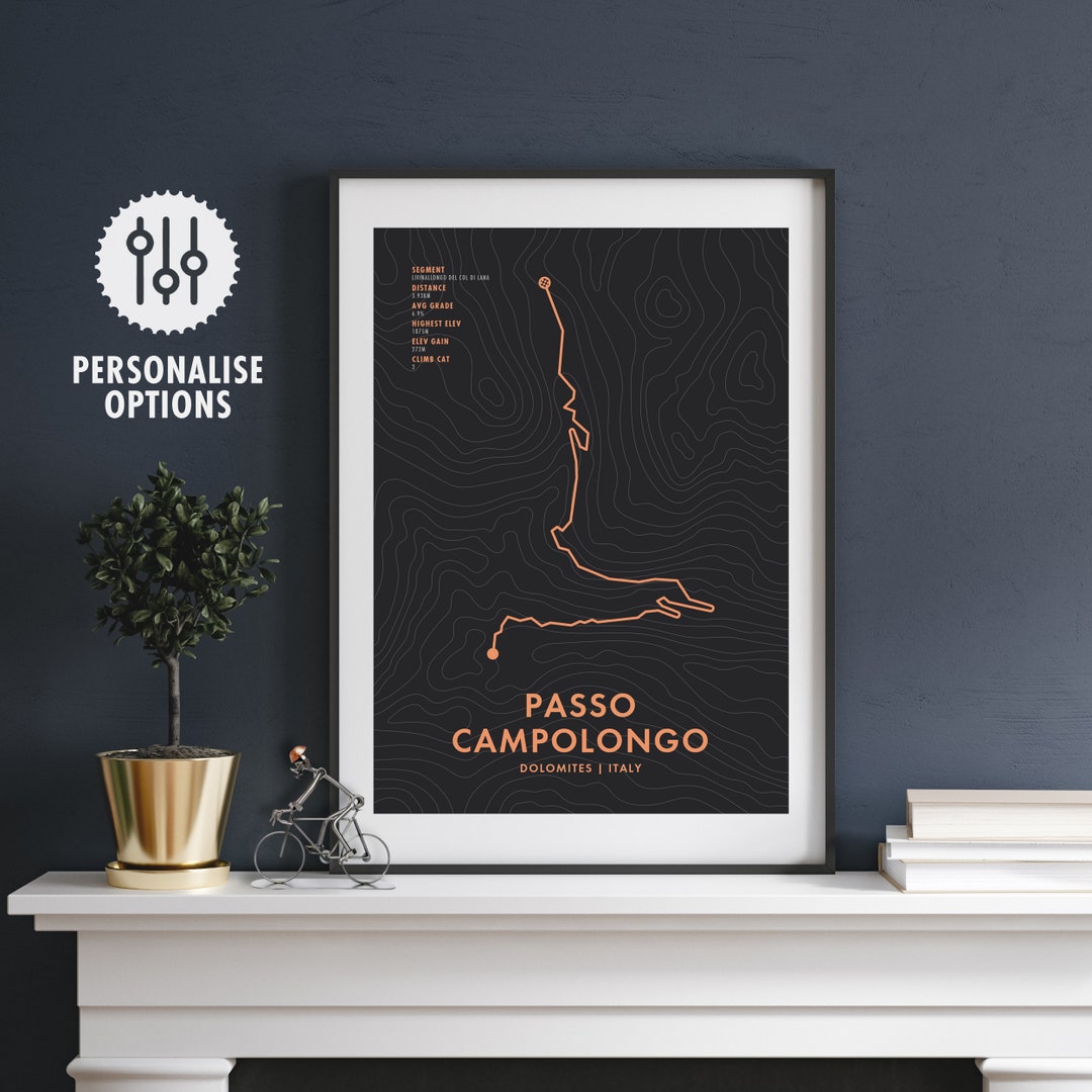Passo Campolongo Cycling Route Map Poster Personalisation & - Etsy