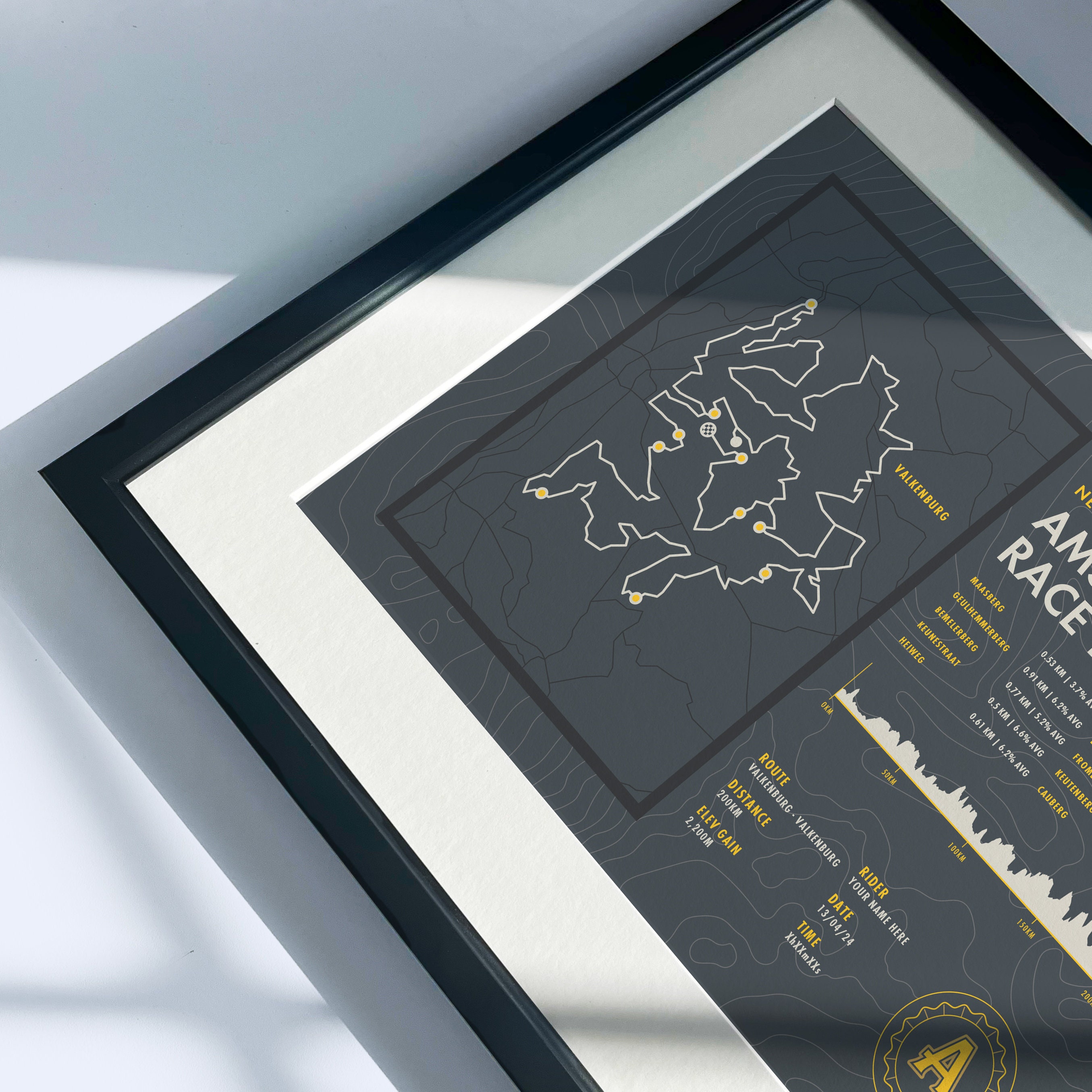 Amstel Gold Race Personalised Route Map AGR Sportive Bicycle Wall Art ...
