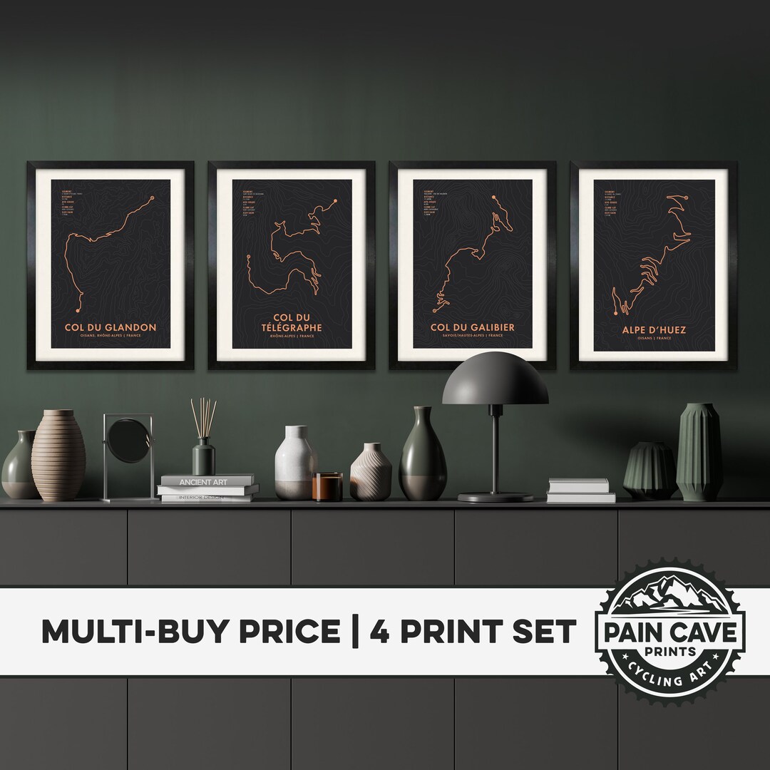 La Marmotte Cycling Route Map Posters - French Alps Climbs Wall Art ...