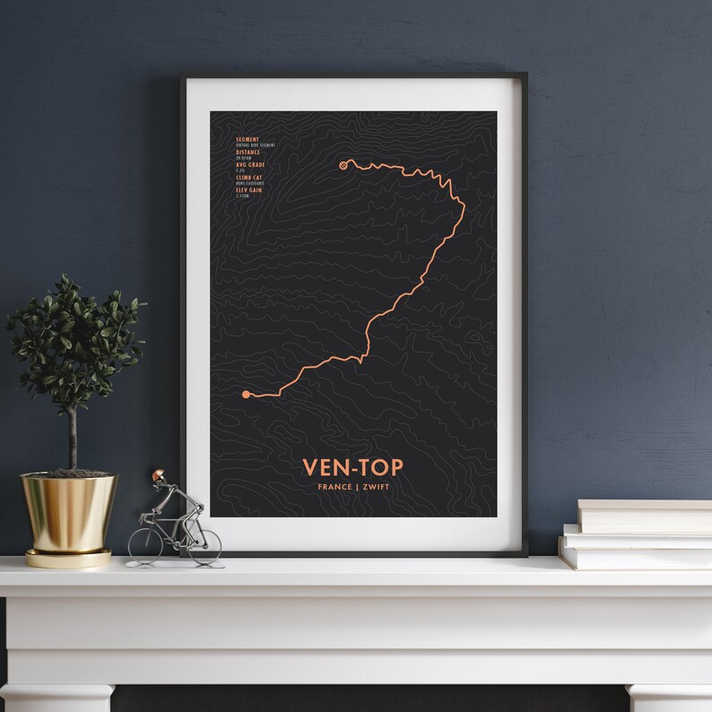 Ven-top Zwift Cycling Route Map Poster - Personalisation & Colour ...