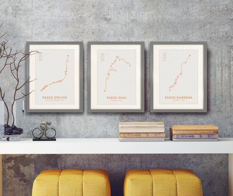 Cycling Route Map Posters Epic Italian Cycling Climbs Wall - Etsy