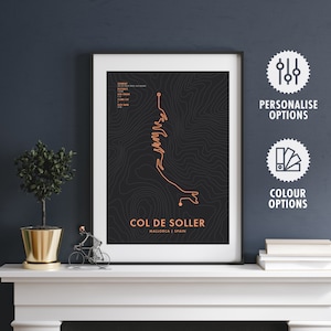 Coll De Soller Cycling Route Map Poster - Personalisation & Colour ...