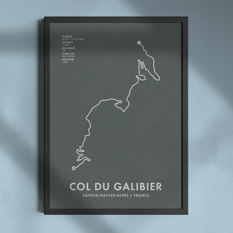 La Marmotte Cycling Route Map Posters - French Alps Climbs Wall Art ...