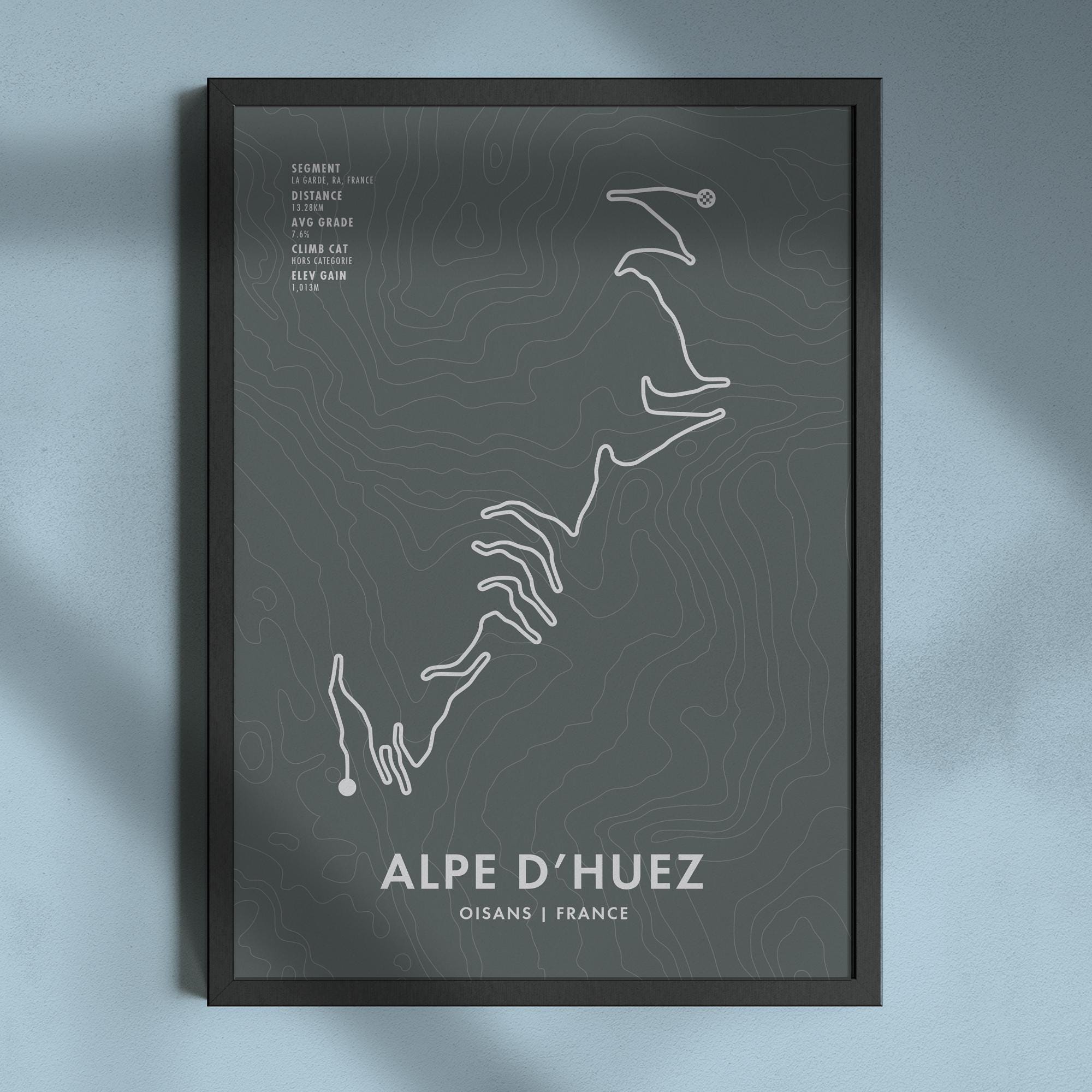 Alpe D'huez Cycling Route Map Poster - Personalisation & Colour Options ...