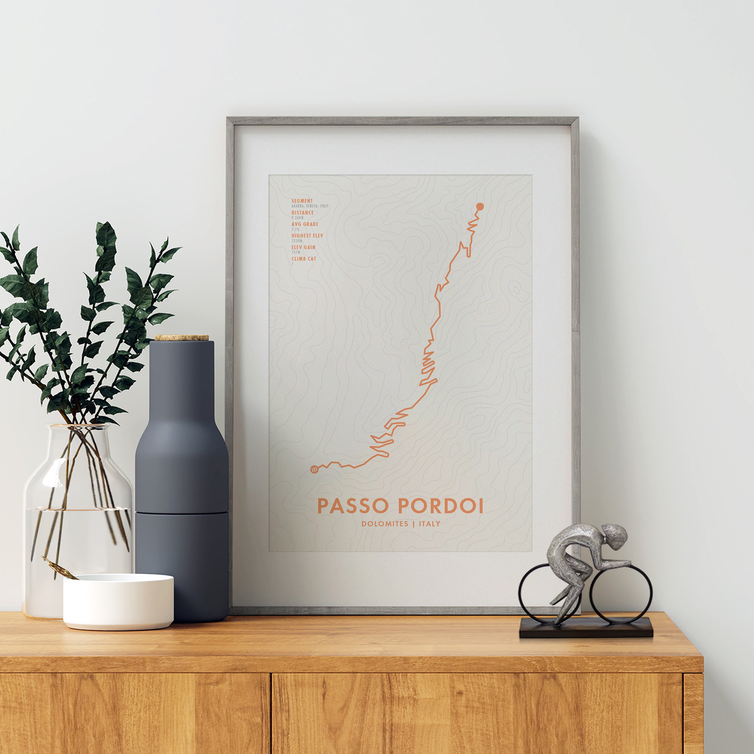 Passo Pordoi Cycling Route Map Poster - Personalisation & Colour ...