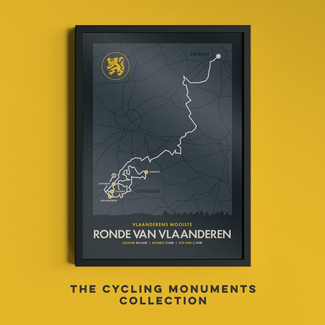 De Ronde - Cycling Monuments Route Map - Tour of Flanders Bicycle Wall ...