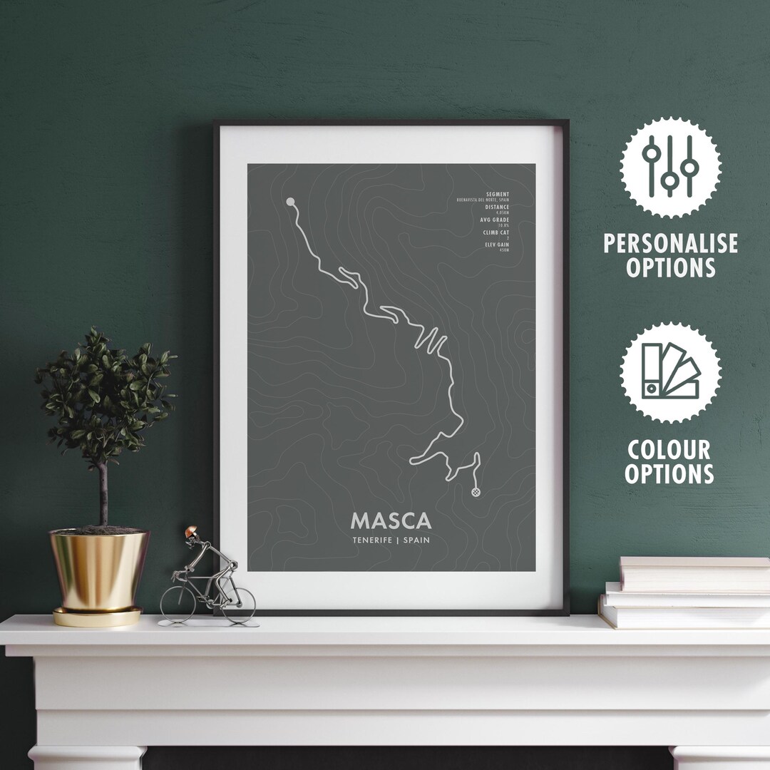 Masca Tenerife Cycling Climb Route Map Poster - Personalisation ...