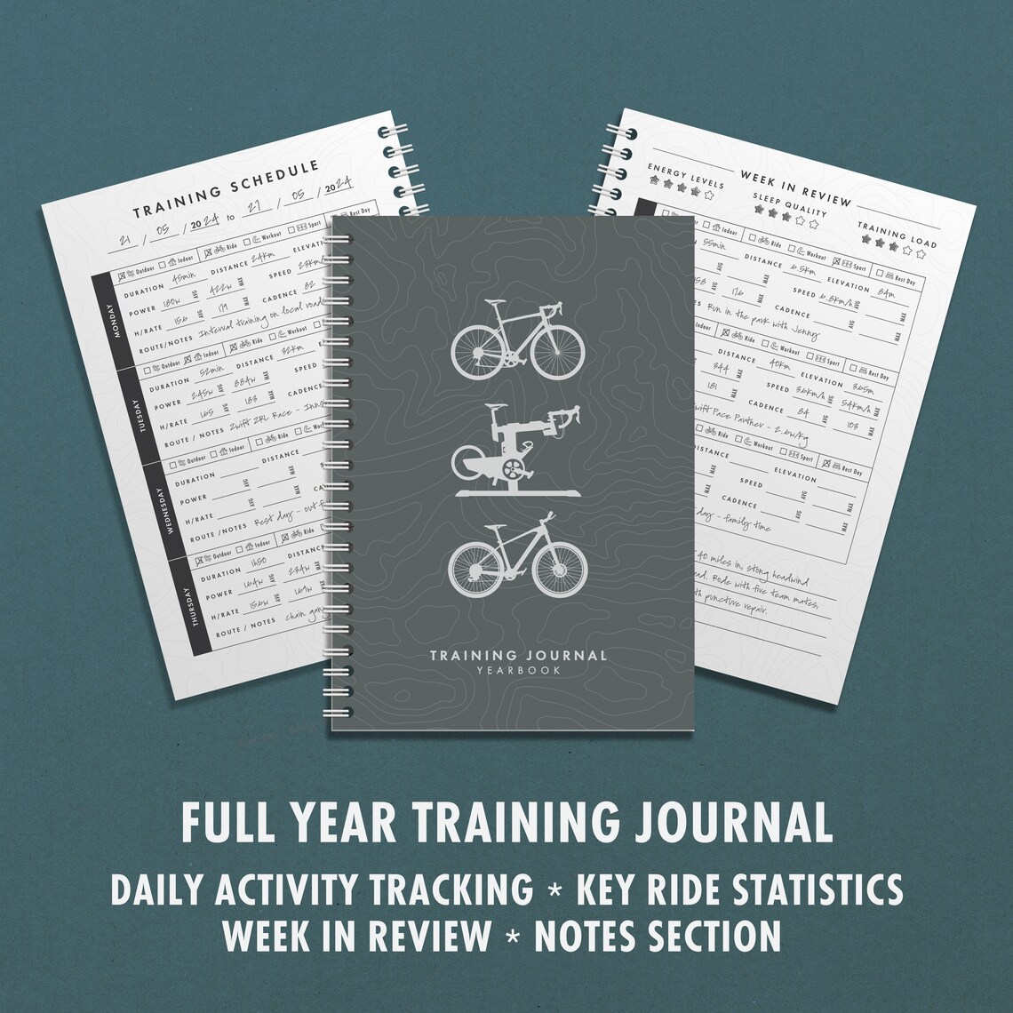 Cycling Journal Training Logbook - Gifts for Cyclists - A5 Wiro Bound ...