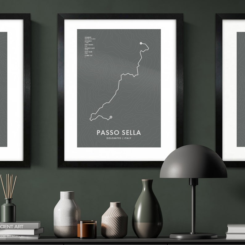 Passo Sella Cycling Route Map Poster - Personalisation & Colour Options ...