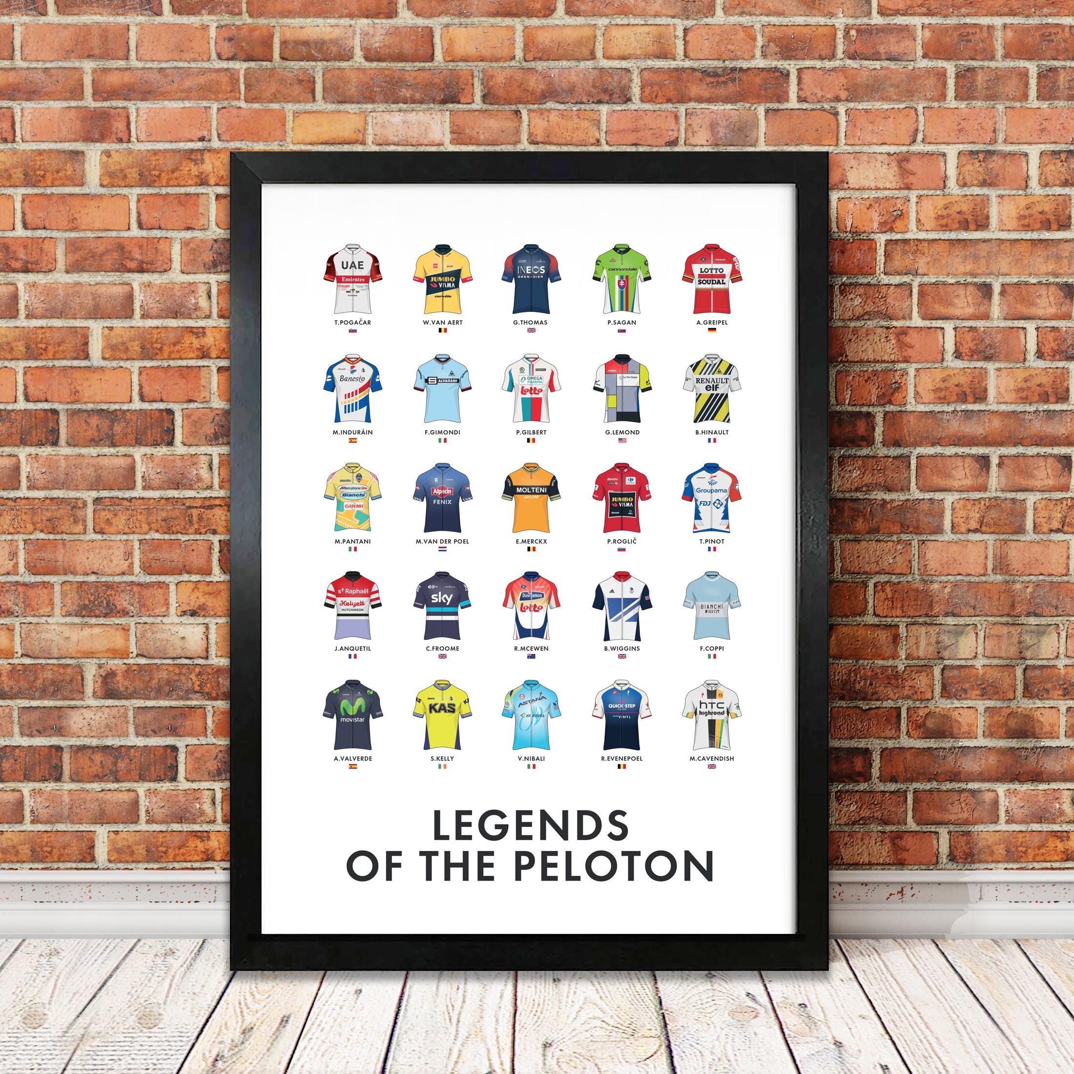 Cycling Art Poster 'legends of the Peloton' - Cycling Print Gifts ...